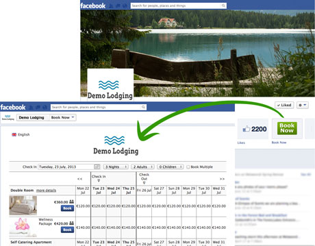 Facebook Booking App included in Beds24 Online Booking System